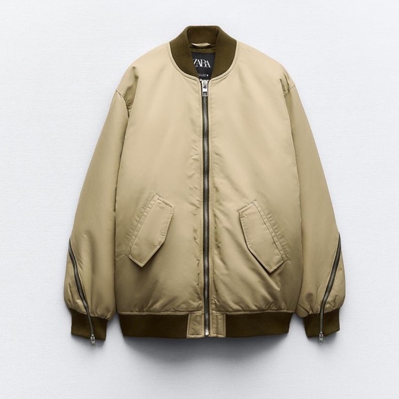Zara | Jackets & Coats | Zara Tan Bomber Jacket | Poshmark